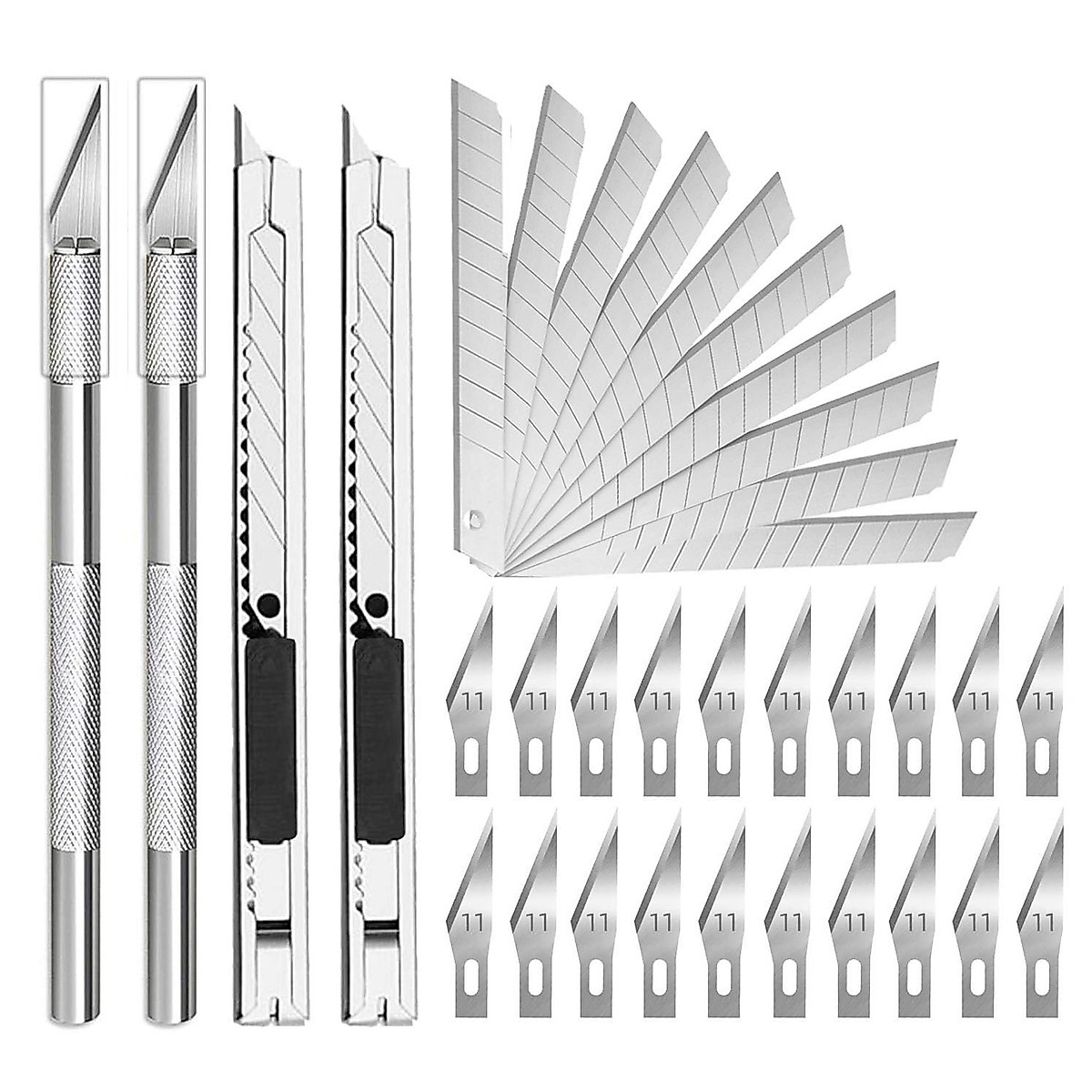 34 Pack Craft Knife, Utility Knife Box Cutters with 30 PCS Spare Exacto Knife Blades Kit for Office, Home, Paper Knife, Arts Crafts, Scrapbooking, Hobby