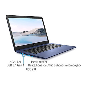 HP Premium 14-inch HD Laptop, Intel Dual-Core Processor Up to 2.6GHz, 16GB RAM, 64GB eMMC Storage, Webcam, Bluetooth, HDMI, Wi-Fi, Blue, Windows 11 with 1 Year Microsoft 365 (Renewed)