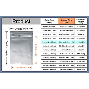 MITOB Flat Mylar Bags Zipper Lock Foil Bag 4 Mil Silver for Zip Food Storage Resealable Aluminum Pouch Heat Sealable with Tear Notch (100, 3.3x5.5 inch)