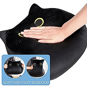 Black Cat Plush Black Cat Pillow, Halloween Pillow Cat Plush Anime Plush Halloween Home Decoration (Black)