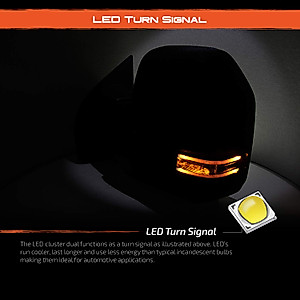 AKKON - For 2015-2018 Ford F150 [8 Pin Plug] Pair of Power + Heated + Turn Signal Black Texture Towing Side Mirrors