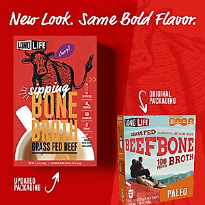LonoLife Beef Bone Broth Sticks: 10g Protein, Keto Friendly - 10 Portable Servings
