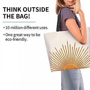 Cafl Boho Sun Sunshine Shoulder Bag Orange Bohemian Sun Tote Bag Large Reusable Eco-friendly Shopping Bags Portable Storage Handbag Convenient Shoppers for Gym Beach Travel Shopping