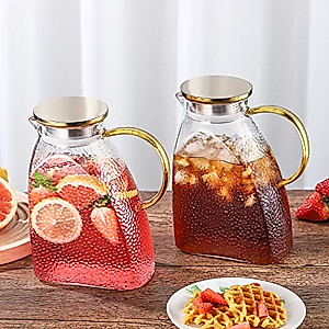 BINCOO Fridge Door Water Pitcher,1.8 Liter/60oz Glass Pitcher, Ice Tea Pitcher For Fridge, Pitcher Beverage Pitcher Drinking Carafe for Homemade Juice Ice Tea Wine Coffee Milk Lemonade