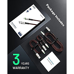 INIU USB C Cable, [3 Pack] 3.1A QC Fast Charging USB Type C Cable, Braided (1.6+3.3+6.6ft) USB-C Phone Charger Cables for Samsung Galaxy S21 S20 S10 Plus Note 10 LG Google Pixel OnePlus Huawei etc