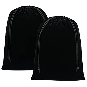 Velvet Drawstring Gift Bags - Bulk Wholesale (8 x 11 inch - 25 pack, Black)
