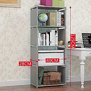 Jstcmadby Freestanding Bookshelf 4 Layers Open Bookshelf Assembled Fabric Bookshelf Storage Wall Shelf for Home Office Kitchen Storage