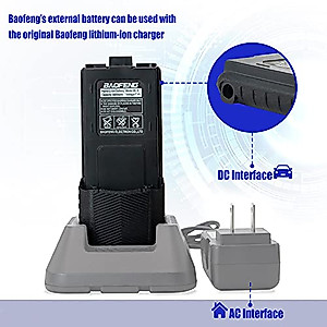 Original UV-5R BL-5L 3800mAh Extended for BaoFeng UV-5R Ham Radio Li-ion Rechargeable Battery Compatible with Baofeng UV-5R BF-8HP UV-5X RD-5R UV-5RTP UV-5R Plus UV-5RE Etc Two Way Radio (1Pack)