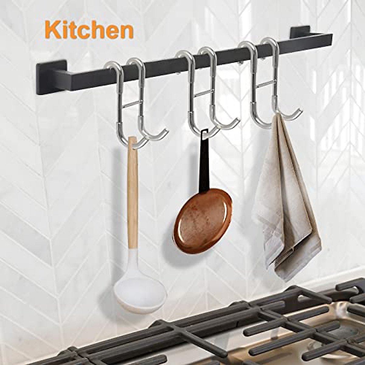 Mros 2 Pack Over Shower Glass Door Hooks,304 Stainless Steel Rack Hooks,Towel Hooks for Bathroom Frameless Glass Shower Door,Kitchen and Wardrobe Hanger,Shower Squeegee Hooks (Silver)