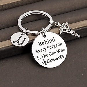 ENSIANTH Surgical Tech Gift Surgical Technologist Keychain Behind Every Surgeon is The One Thank You Gift for Surgical Tech (Surgical Tech Key)