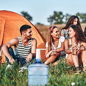 Tulevik Water Bottle Dispenser 5 Gallon, Foldable Water Pump, Automatic Water Pump Universal 2-5 Gallon Bottle, Portable Water Dispenser Pump for Camping Kitchen (White)