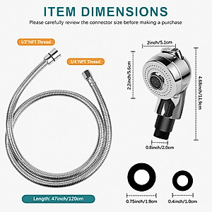 LukLoy Shampoo Bowl Hose and Sprayer Kit, 1/4" Nut Stainless Steel Salon Sink Hose Replacement to Attach Salon Shampoo Bowl Faucet Vacuum Breaker Kit, Shampoo Bowl Sprayer Head Included, T15