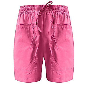 Vifucz J-L73 Hot Pink Teen Girls Loose Fit Shorts Gauze Linen Pants Shorts Lounge High Waisted Flared Bell Bottom Boot Cut 2023 BJ 5XL