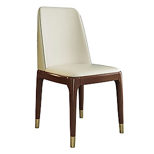 RILOOP Dining Chairs,Modern Pu Leather High Back Padded Soft Seat with Wooden Legs for Home Restaurant/White/Walnut Copper Sleeve