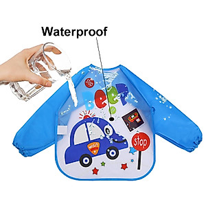 EchoDone 6 Packs Waterproof Children's Art Smock Kids Painting Aprons Long Sleeve Smock for Eating 1-4 Years