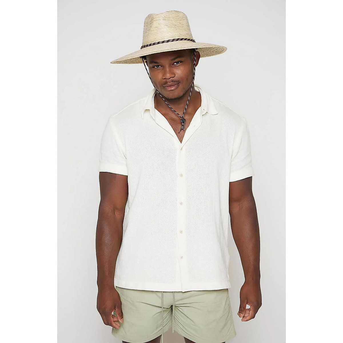 Peter Grimm Unisex Orbi Lifeguard Packable Summer Palmilla Straw Western Cowboy Hat with 4.5" Brim & Chin Cord, Natural, One Size