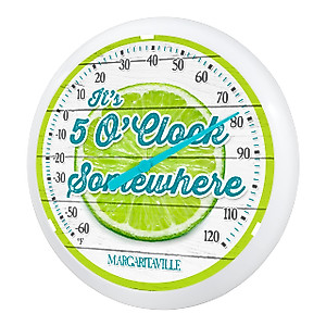 La Crosse 5 O'Clock Somewhere 13.25-inch Cheeseburger in Paradise Margaritaville Analog Dial Thermometer, Multi