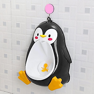KUYYFDS Baby Boys Toilet Potty Cartoon Penguin Toddler Standing Potty Toilet Urinal with Funny Aiming Target for Boy Black Potties