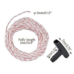 Sonku 2 Pack Recoil Starter Rope 10-Meter(Diameter:3.0mm), Pull Cord with 2 Pack Recoil Starter Handle for Husqvarna Stihl Poulan Lawn Mower Chainsaw/String Trimmer Edger Brush Cutter Engine Parts