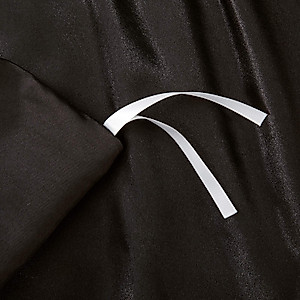 Pride Beddings 5 Pieces Satin Duvet Cover California King Size Black Duvet Cover Bedding Set with Zipper Closure, 1 Duvet Cover + 4 Pillow Cases