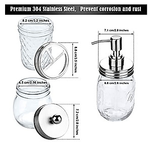 kuangMEIX Mason Jar Bathroom Accessories Lids Set(4Pcs),Jars Not Included Foaming Soap Dispenser & 2 Apothecary Jars & Toothbrush Holder for Regular Mouth Rustic Farmhouse Decor Bathroom Countertop