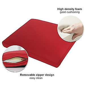 GUEGLSA Outdoor Bar Stool Cushions Square 14 Inch,Non Slip Square Seat Pad with Ties 14x14in,Waterproof Chair Cushions for Bar Stools,Cushion Only,Set of 2,(Red)