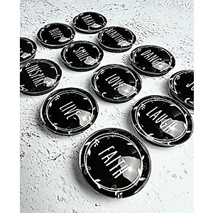 BabyPop! Newest Design Black 12 Pack Round Glass Refrigerator Magnets, Trendy Inspirational Magnet Gift Set for Fridge Cute Decorative Motivational Whiteboard Magnets for Office Locker Home & Kitchen