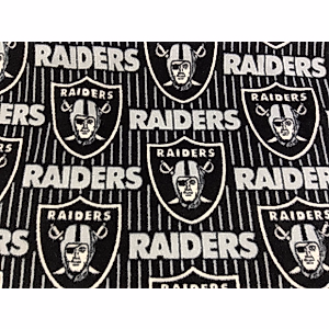 60" Fleece 100% Polyester Raiders Allover Black, Grey, and White