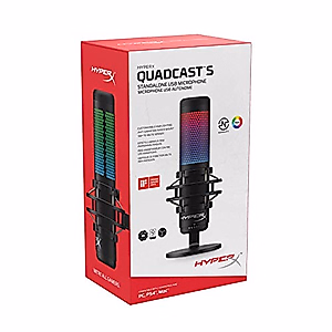 HyperX QuadCast S RGB USB Condenser Microphone with Shock Mount for Gaming, Streaming, Podcasts