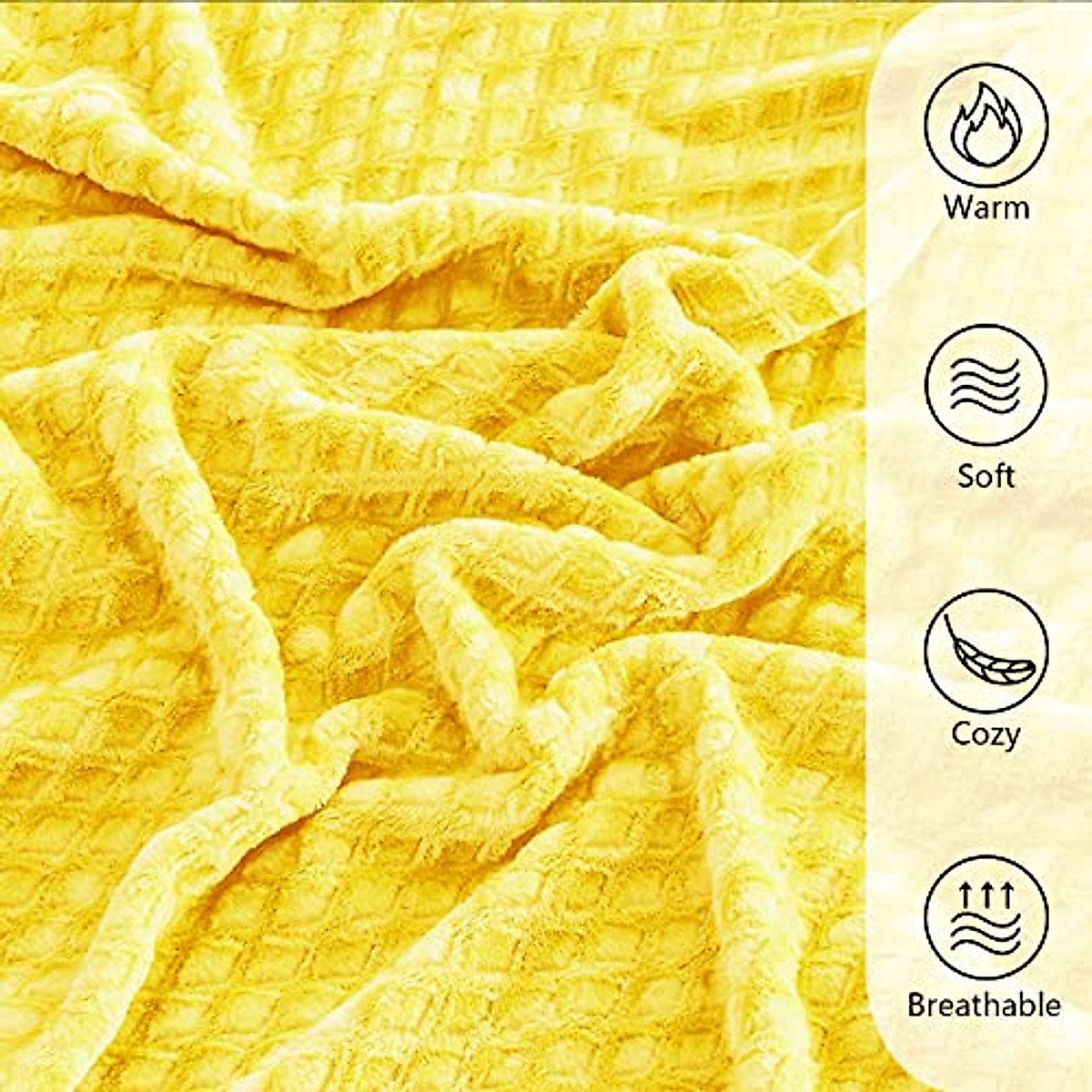 Exclusivo Mezcla Diamond Ultra Soft Throw Blanket, Large Flannel Fleece Blanket for Couch/Bed/Sofa (Yellow, 50 x 70 Inches) - Cozy, Warm and Lightweight