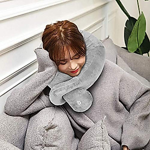 lomitech Travel Pillow/Vibration Wrap Neck Massage,Airplane Pillow Portable Battery Operated Adjustable Vibrating Pillow for Neck Pain Relief,Gift for Parents(Vibration)