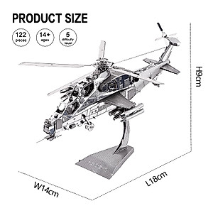 Piececool 3D Metal Puzzle Military Model Kits, 10 Helicopter Airplane Models Kits to Build for Teens Men Hobbies Toys DIY Brain Teaser Puzzles, Great Birthday Gifts, 122 Pcs