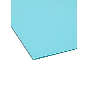 Smead Colored Hanging File Folder with Tab, 1/5-Cut Adjustable Tab, Letter Size, Aqua, 25 per Box (64058)