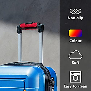5 Pcs Neoprene Large Luggage Handle Wrap Handle Grip Luggage Tags Identifier Hollow Design for Push-Button, Bright Luggage Markers for Airport Travel Luggage Suitcase Trolley Case(Red, 5.5x7Inch)