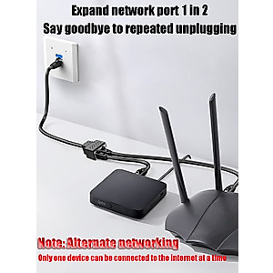 2Pack RJ45 Ethernet Splitter Cable Network Adapter 1 Male to 2 Female, Suitable Super Cat5, Cat5e, Cat6, Cat7 Connector LAN Ethernet Cables Internet Adapter, Black