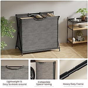 Laundry Sorter 3 Section Foldable Laundry Basket Laundry Hamper with 3 Dividers Clothes Toys Towels Organizer for Bathroom, Living Room