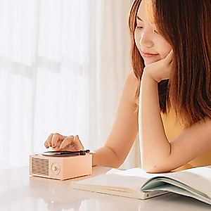 Vinyl Record Player Style Bluetooth Speaker Old Fashioned Classic Style Pink Cute Look Gift for Girls Bass Enhancement Loud Volume Speaker by Wetocke