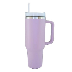 40 Oz Tumbler with Lid and Straw, Water Bottle with Lid and Handle, Stainless Steel Water Bottle with Straw and Handle, Insulated Water Tumbler with Handle and Lid, Everyday Use Water Tumbler (Purple)