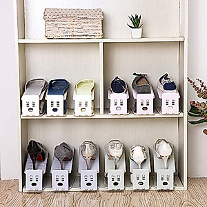 TYI Shoe Slots Shoe Rack Double Shoe Rack Shoe Organizer Space Saver Detachable Adjustable Suitable for Sneaker Booties High Heels Flats Sandals Set of 8