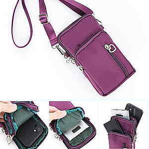 Cell Phone Crossbody Bag Purse Wallet Case Shoulder Bags Armband Arm Bands for iPhone 11 12 13 Pro Max 13 Mini SE/Samsung Galaxy S22 S21 S20 S10 Plus A52 A10s A01 A10e/ TCL A3 A30 10L (Purple)