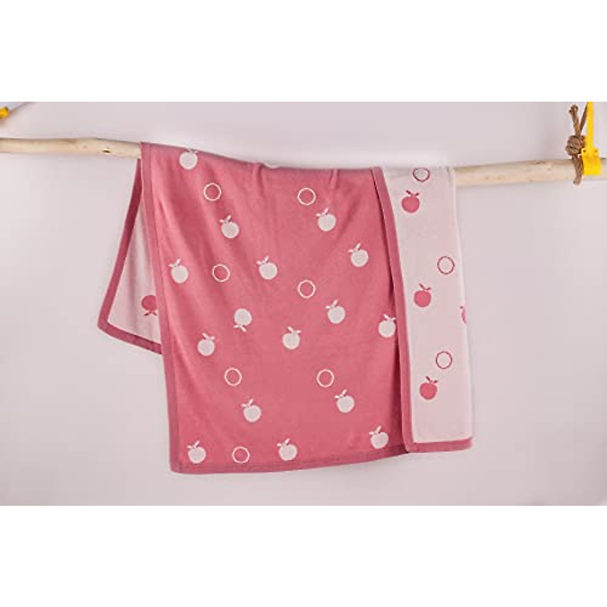 Gabby Loop - Baby Receiving Blanket for Boys Girls, Infant Swaddle Newborn Essential Soft Warm 100% Muslin Cotton, 30 x 40 inches, Pink Apple