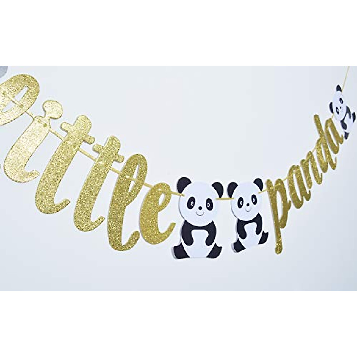 Little Panda Banner Sign Garland for Baby Shower Birthday Party Decor Zoo or Safari Theme Party Photo Prop Backdrop (Gold)