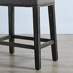 Roundhill Furniture Coco Upholstered Backless Saddle Seat Counter Stools 25.5" Height, Set of 2, Gray