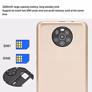 GOWENIC Mate48 Pro Smartphone, Factory Unlocked Smartphone, 5.45 Inch HD Screen Smartphone, Dual Sim Cell Phone Face Recognition Mobile Phone for Android, Fast Processor(Gold)