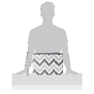 Bacati - Large Storage Tote Mix N Match Ikat Chevron/Dots Grey 14 x 14 x 10 inches