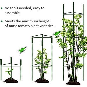 3Pack Tomato Cages,Up to 51inch Plant Stakes Vegetable Trellis Assembled for Garden Climbing Plants Vegetables Flowers
