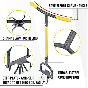 Jardineer Hand Tiller Garden Claw, Garden Twist Tiller Heavy Duty, Manual Soil Tiller for Flower Box and Raised Bed