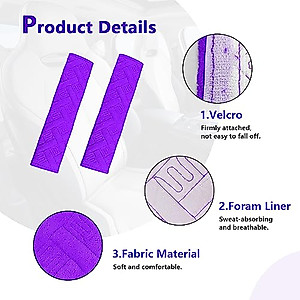 Kewucn 2 PCS Car Seat Belt Pads, Soft Comfort Seat Belt Shoulder Strap Covers Harness Pad to Protect Your Neck and Shoulder, Universal Vehicle Interior Accessories for Most Cars (Purple)