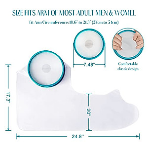 Arm cast Covers for Shower Adult,100% Waterproof can be reused,cast Covers for Shower arm,Keep The Wound Dry,Comfortable and not Tight,Shower Cover for arm cast Adult,with a Hook for Easy Drying.