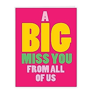 NobleWorks - Jumbo Loving Miss You Greeting Card with Envelope (Big 8.5 x 11 Inch) - Big, Bold Letters, Thinking of You Card from All of Us - A Big Miss You J2733MYG-US